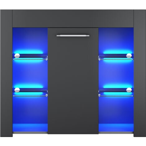 ELEGANT 83cm Display Cabinet Cupboard with Adjustable Glass Shelf RGB ...