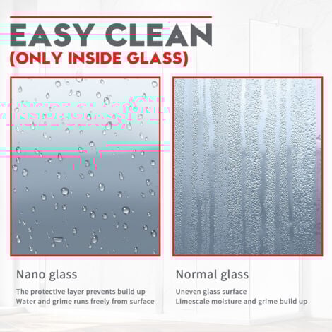 ELEGANT Walk in Shower Enclosure Wetroom Shower Glass Panel with 300mm ...