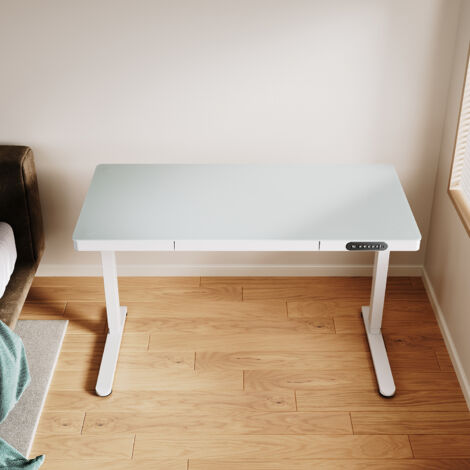 ELEGANT Standing Desk 120 x 60cm, Tempered Glass Panel, 70-115cm Height ...