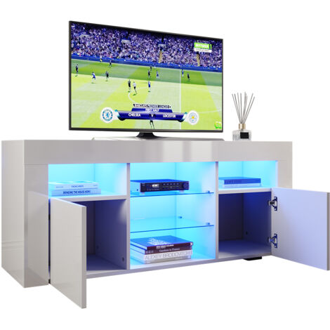 ELEGANT Modern High Gloss White TV Stand Cabinet 120cm High Gloss TV ...