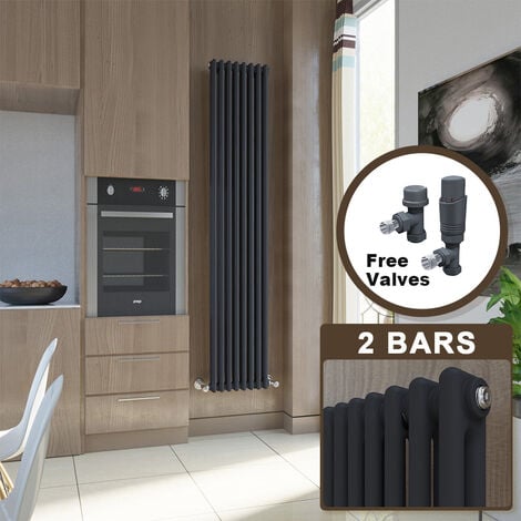 ELEGANT 1800 x 380 mm Anthracite Modern Tall Bar Radiator Cast Iron ...