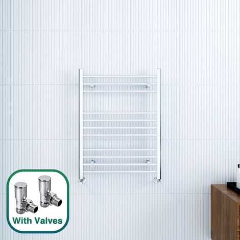 ELEGANT 800 x 600 mm Chrome Designer Flat Panel Heated Towel Rail ...