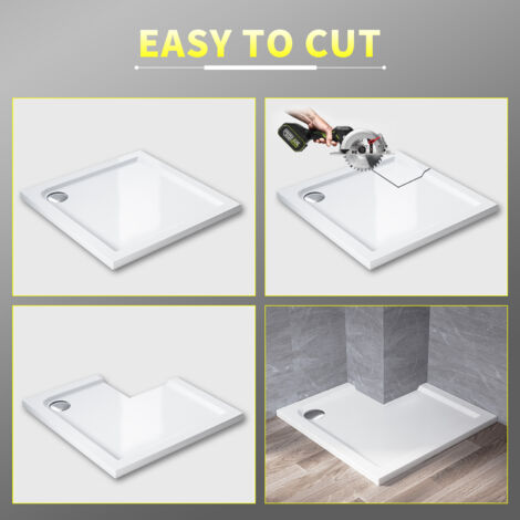 ELEGANT Square Bathroom Tray 760 x 760 x 40 mm Slimline Shower Tray ...