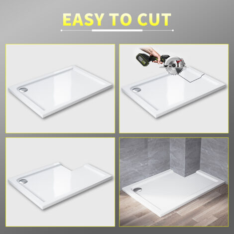 ELEGANT 1100 x 800 x 40 mm Shower Tray Slimline Square Shower Enclosure ...