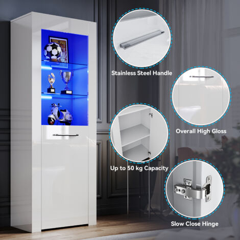 ELEGANT Modern High Gloss Living Room Set with RGB LED Lights Display ...