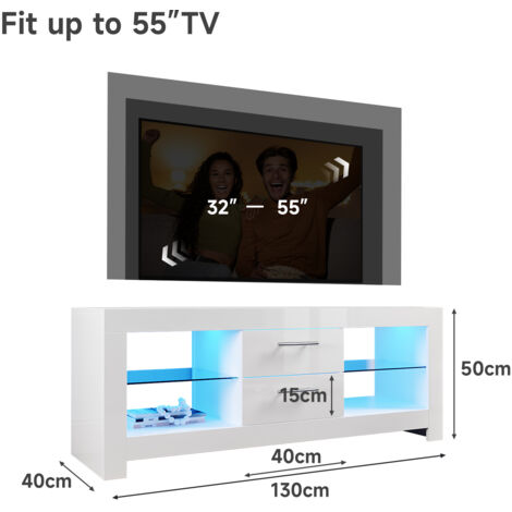 ELEGANT Modern High Gloss Living Room Set with RGB LED Lights Display ...