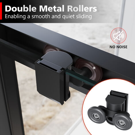 ELEGANT 1100 x 700 mm Sliding Shower Enclosure Black Frame 6mm Glass ...