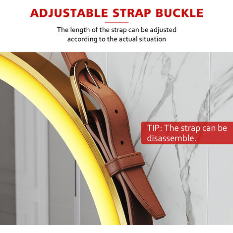 ELEGANT 600 x 600 mm Bathroom LED Round Mirror Wall Mounted Gold Frame ...