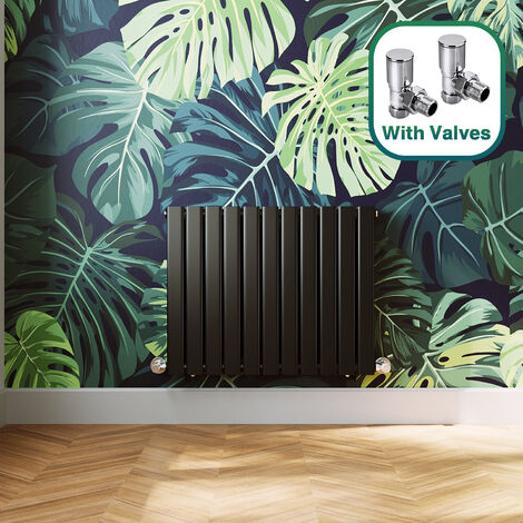 ELEGANT Modern Black Flat Panel Central Heating Radiator 600 x 748mm ...