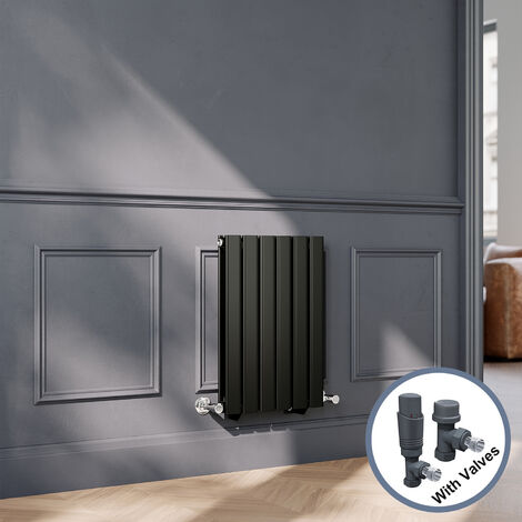 ELEGANT Black Flat Panel Central Heating Radiator with Anthracite ...