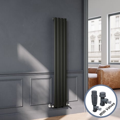 ELEGANT Black Flat Panel Central Heating Radiator with Anthracite ...