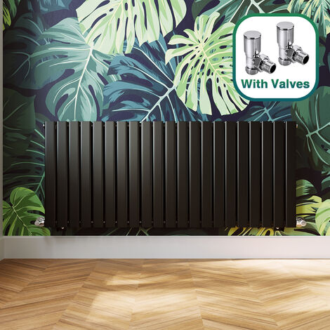 ELEGANT Modern Black Flat Panel Central Heating Radiator 600 x 1428mm ...