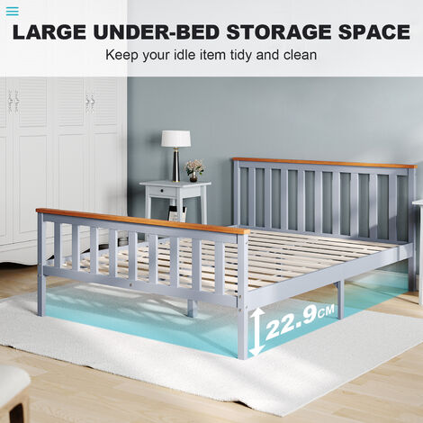 ELEGANT Bed Frame Pine Wood Wooden Slat Support Platform Bed Planking ...