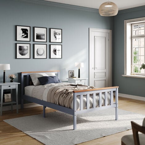 Grey wood platform bed store