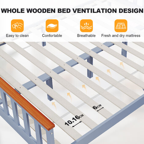 ELEGANT Bed Frame Pine Wood Wooden Slat Support Platform Bed Planking ...