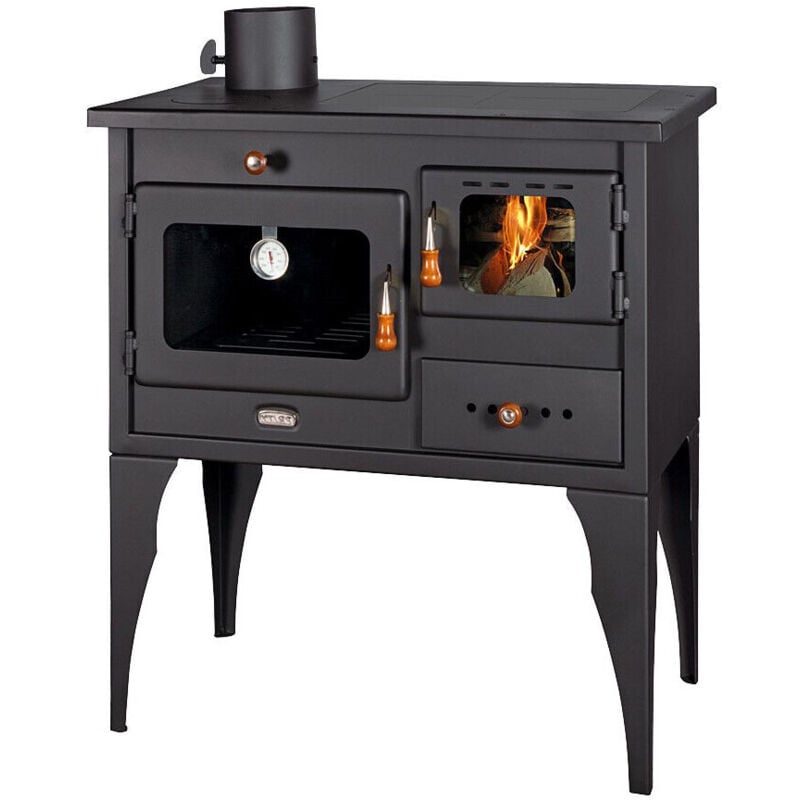 Estufa de leña con placas de hierro fundido, potencia de calentamiento 10kw, FLUJO IZQUIERDO ...