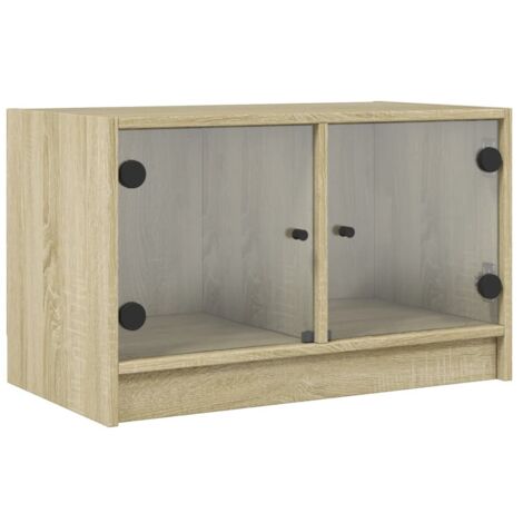 vidaXL Mobile Porta TV con Ante in Vetro Rovere Sonoma 68x37x42 cm