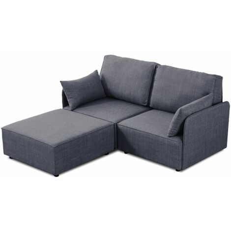 Sofá modular con chaiselongue 2 plazas y brazos Cubiq Gris (ancho) x 93cm (alto)