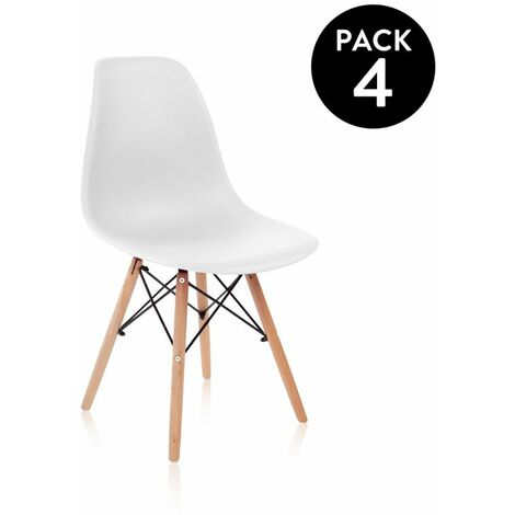 Pack 4 sillas Tower Wood Blanco 47cm (ancho) x 81cm (alto)