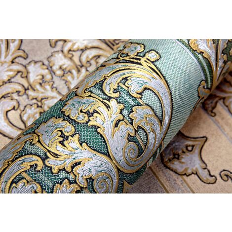 Barock Tapete Grün Gold