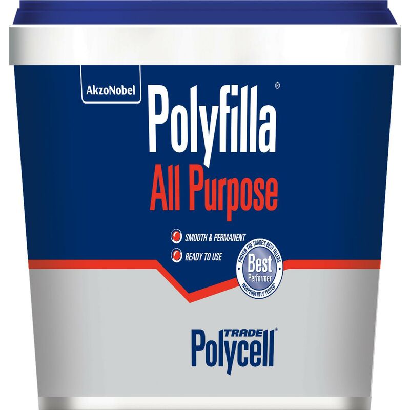Polycell Trade All Purpose Polyfilla Filler - Ready Mixed Tub - 2 Kg
