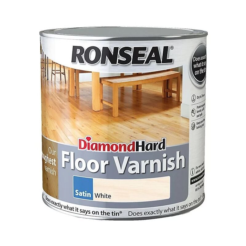 Ronseal Diamond Hard Floor Varnish - White Ash - Satin - 2.5L