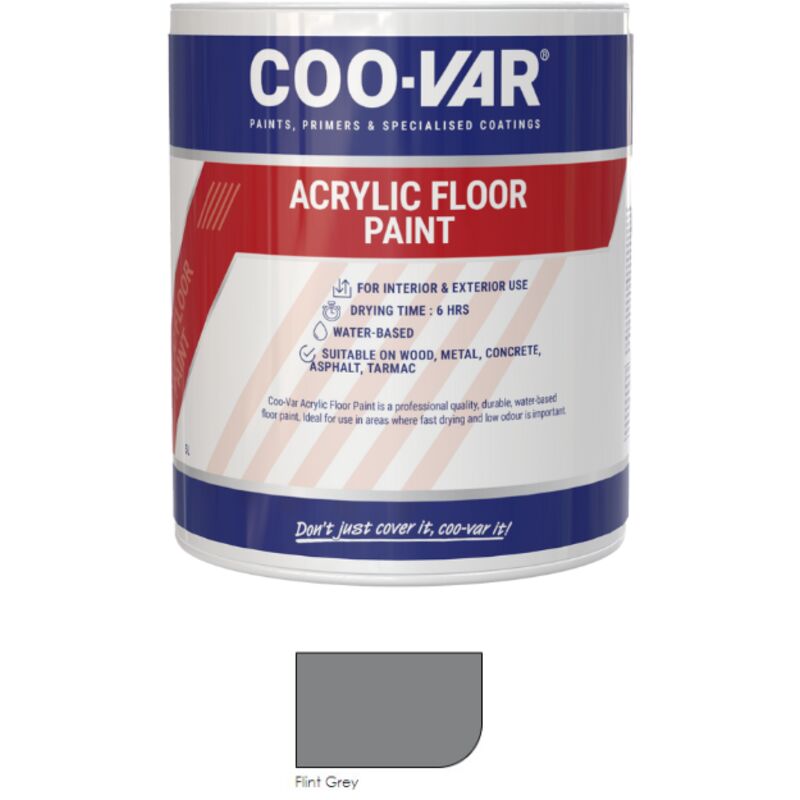 CooVar Acrylic Floor Paint - Flint Grey - 5 Litre