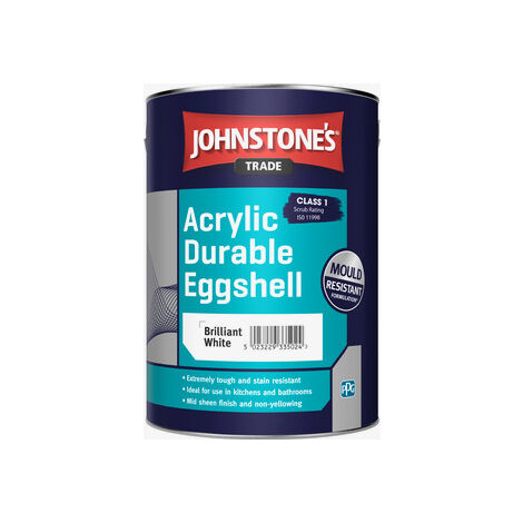 Johnstones Trade Acrylic Durable Eggshell - Brilliant White - 2.5 Litre