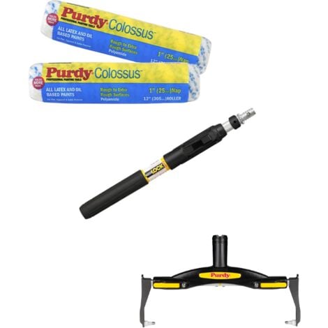 Purdy Colossus 4pc Complete Roller System Kit 12" Rollers Adjustable Frame + Pole