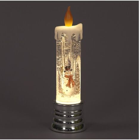 Snowtime Christmas Water Candle with Snowman - Battery Operated