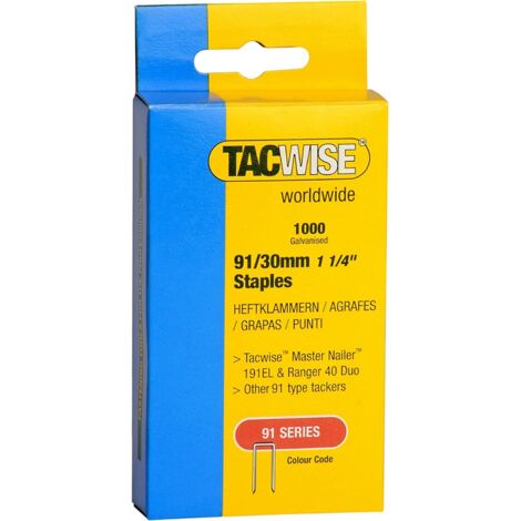 Tacwise Tacker Staples (91) 30mm For use in 191EL, Ranger 40 Duo Heavy Duty