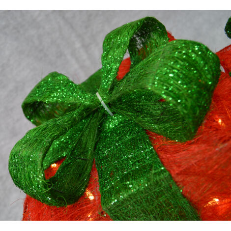 Set of 3 Light Up Light up Gift Boxes / Presents with Green Bows - Red ...