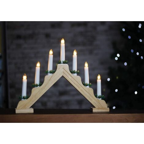 Christmas Workshop Pine Flickering Candle Bridge Light - 7 Bulb