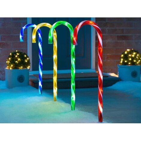 Festive Productions Candy Cane Stake Lights, 62 cm - Multi-Colour, Set of 4