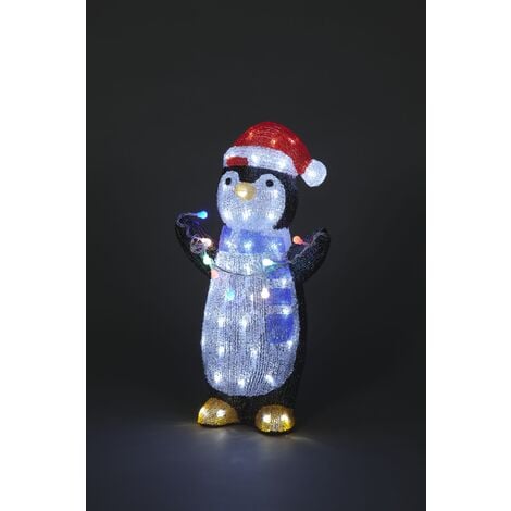 Snowtime Acrylic Penguin Holding Lights with 70 White Led's - 51cm Tall