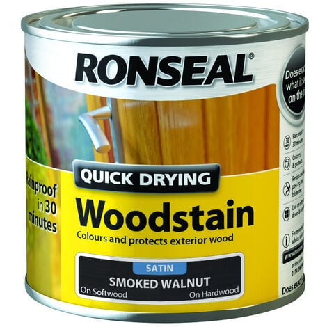 Ronseal Quick Drying Exterior Woodstain - Smoked Walnut - Satin - 250ml