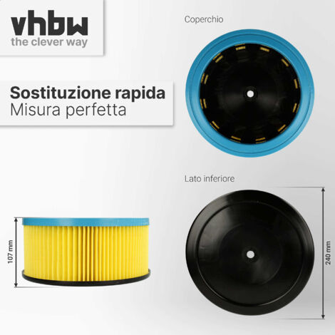 vhbw filtro a pieghe piatte compatibile con Metabo AS 1200, AS 20 L ...