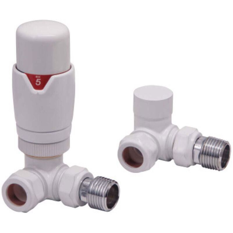 Orbit Designer Thermostatic Corner Radiator Valves Pair - White