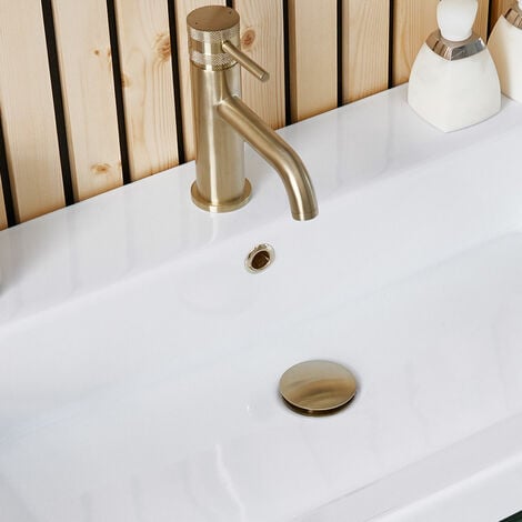 Orbit Universal Push Button Basin Waste Slotted/Un-Slotted - Brushed Brass