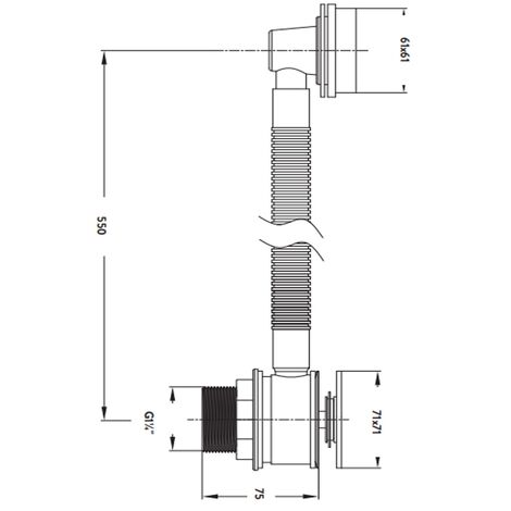 Orbit Square Bath Sprung Waste with Overflow - Chrome