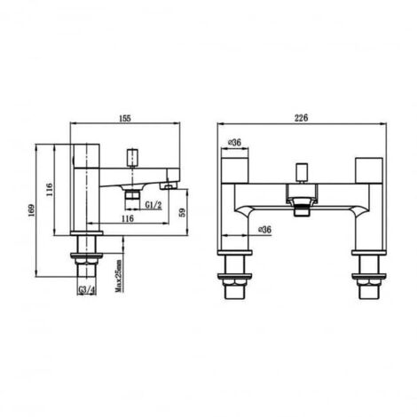 RAK Petit Round Chrome Deck Mounted Bath Shower Mixer Tap - RAKPER3005C
