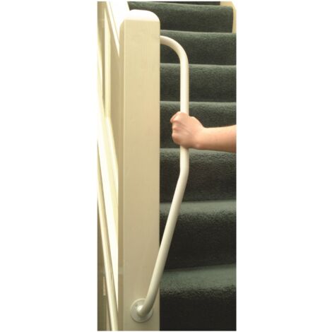 AKW Newel 90 Degree Angled LH Grab Rail 707mm Length - White