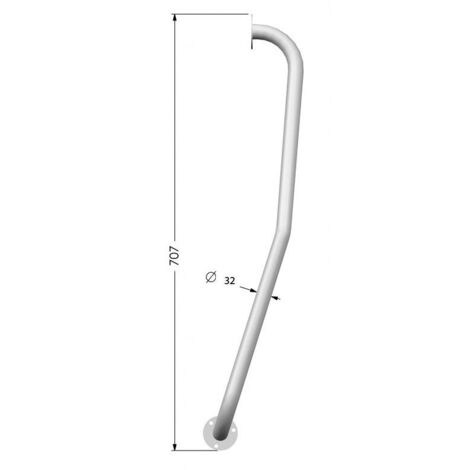 AKW Newel 90 Degree Angled LH Grab Rail 707mm Length - White