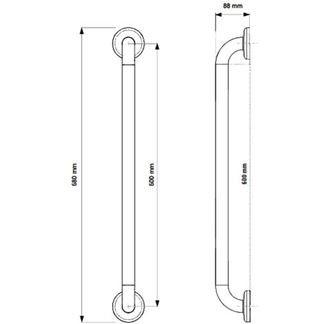 AKW Epoxy Coated Stainless Steel Grab Rail 600mm Length - Dark Blue