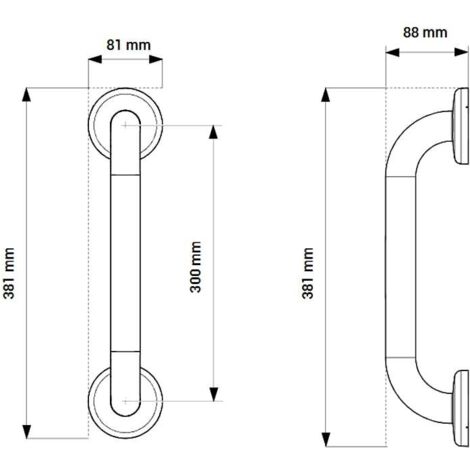 AKW Epoxy Coated Stainless Steel Grab Rail 300mm Length - Mid Grey