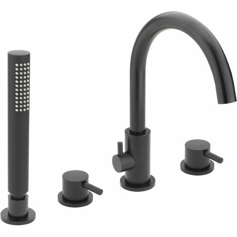 Sagittarius Ergo 4-Hole Bath Shower Mixer Tap Pillar Mounted - Black
