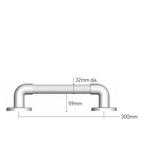 AKW 1400 Series Straight Plastic Fluted Grab Rail 300mm Length - Mid Grey