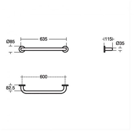 Armitage Shanks Contour 21 Straight Grab Rail 600mm Length - White