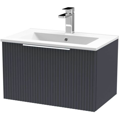 Hudson Reed Fluted Wall Hung 1-Drawer Vanity Unit with Basin 2 600mm ...