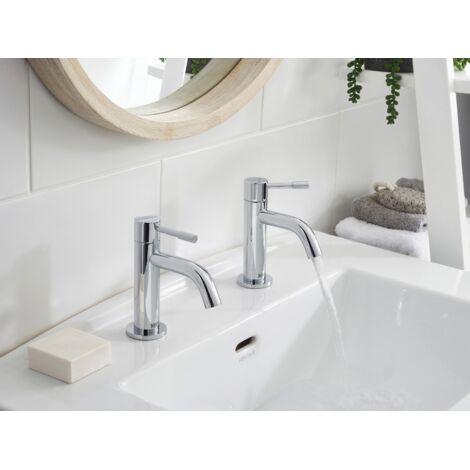 Bristan Mila Basin Taps Pair Pillar Mounted - Chrome